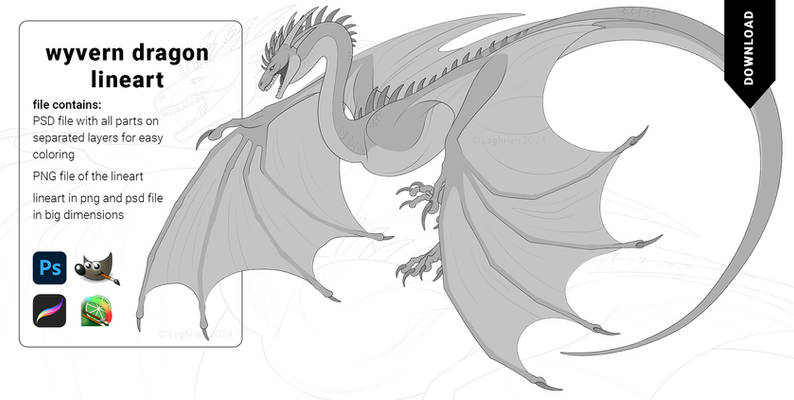 Wyvern Pack x2 Linearts for sale by Laghrian on DeviantArt