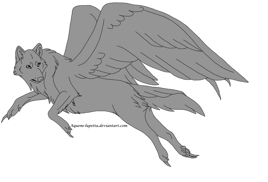 Winged Wolf Base by Aquene-lupetta on DeviantArt