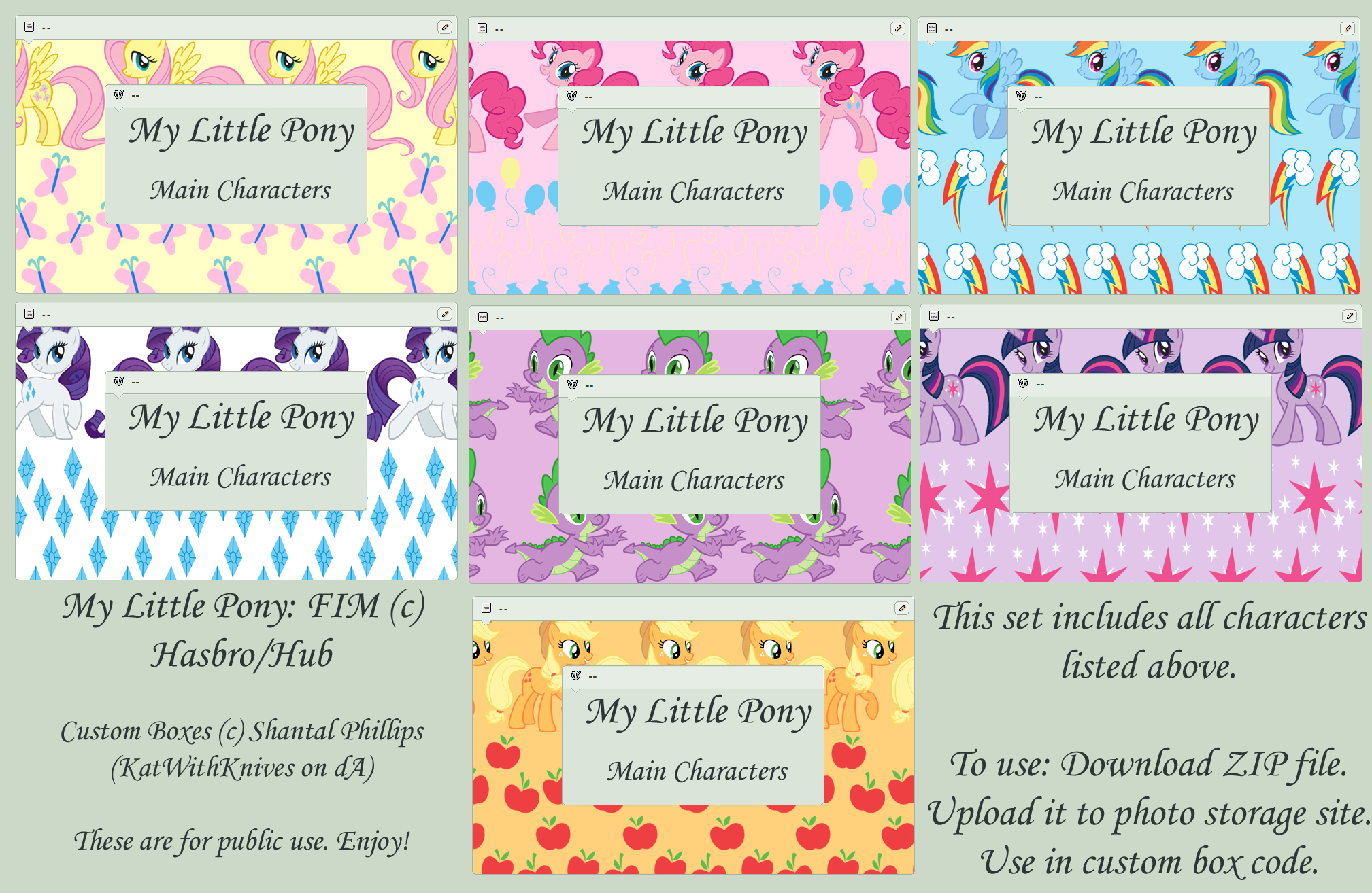 Custombox Designs - MLP Main Characters by KatWithKnives on DeviantArt