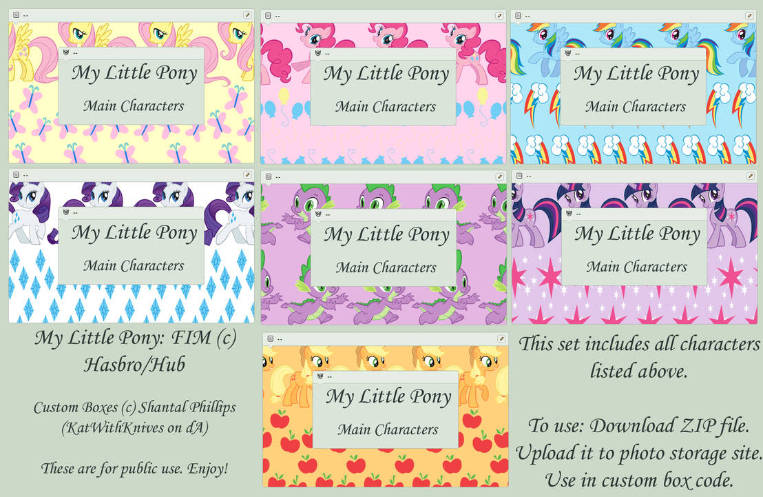 Custombox Designs - MLP Main Characters by KatWithKnives on DeviantArt