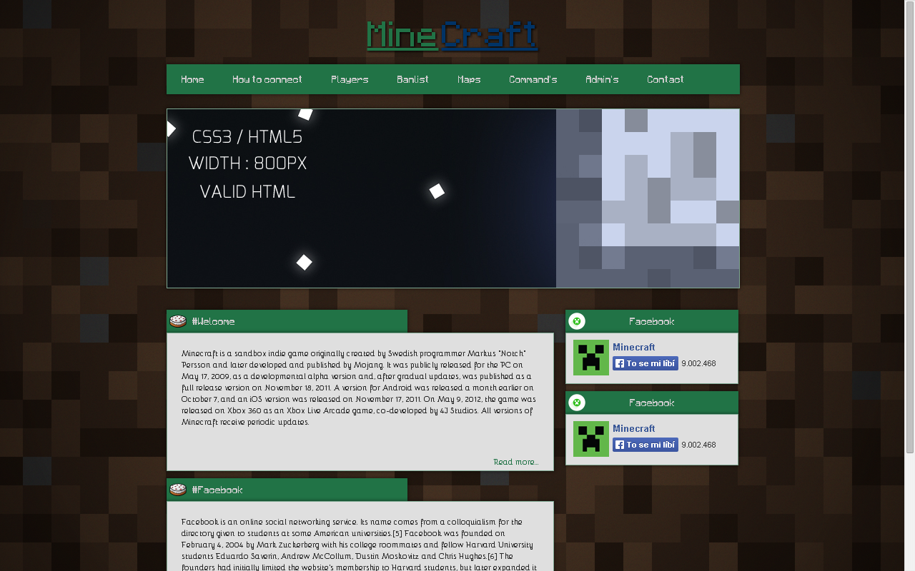 Minecraft Template Html Css By Dixes96 On Deviantart