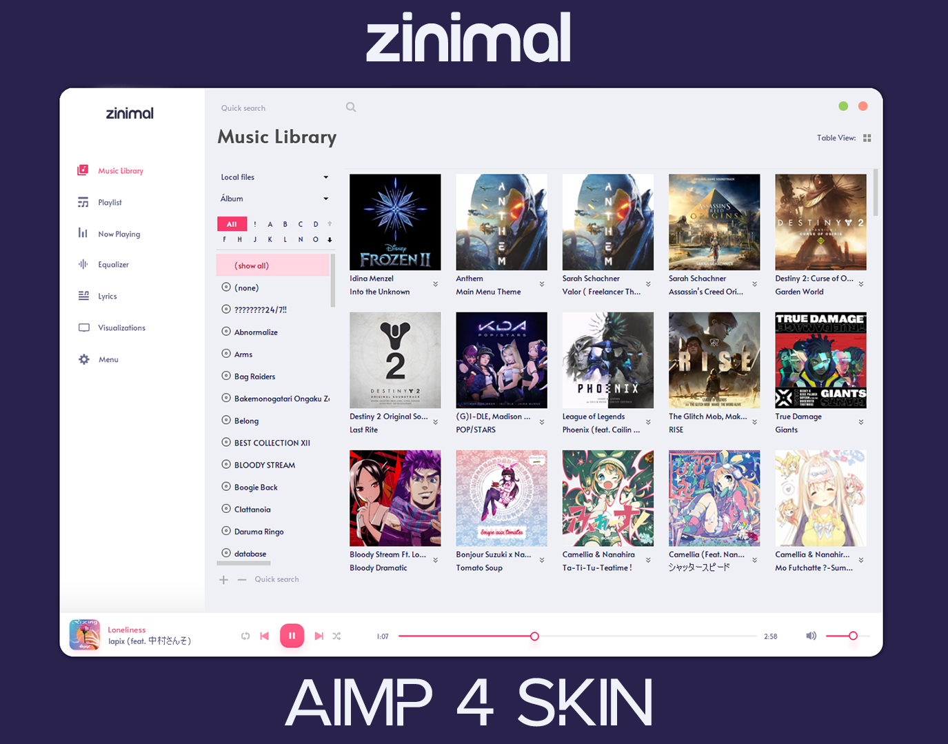 Zinimal | Aimp 4 Skin by MrRichardEdits on DeviantArt