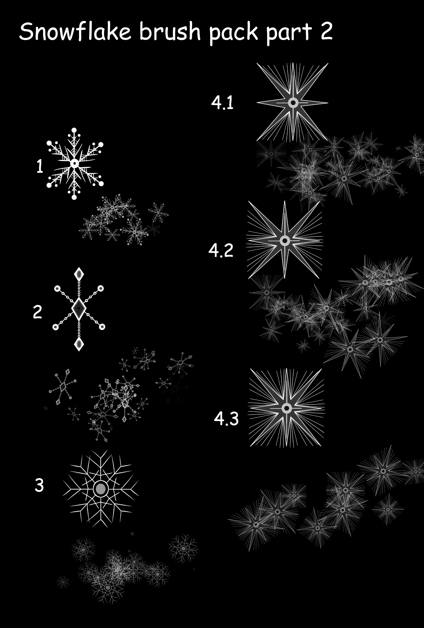 Snowflake brush pack Part 2 :FREE: by Mo-fox on DeviantArt