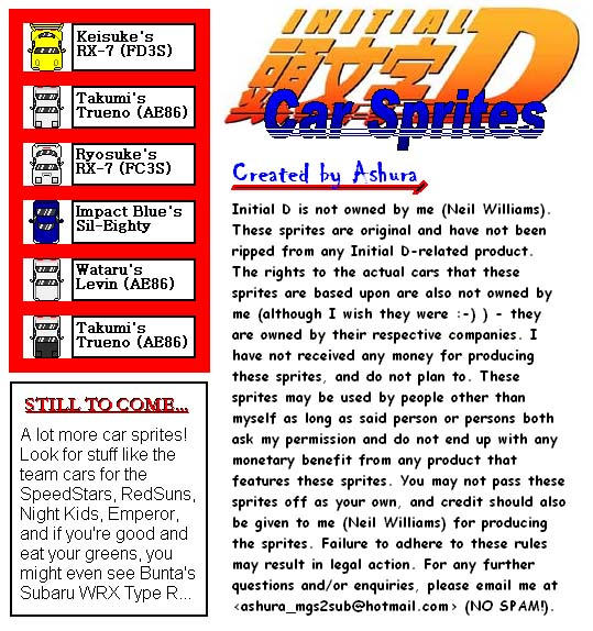 Initial D Car Sprites V1.0 by AshuraMGS2SUB on DeviantArt