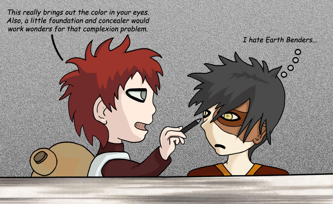 Gaara gives Zuko make-up tips by KitsuneTerry on DeviantArt