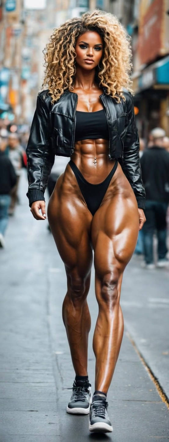 Sexy Muscle Girl on the Street - AI Animation by mutantbird on DeviantArt