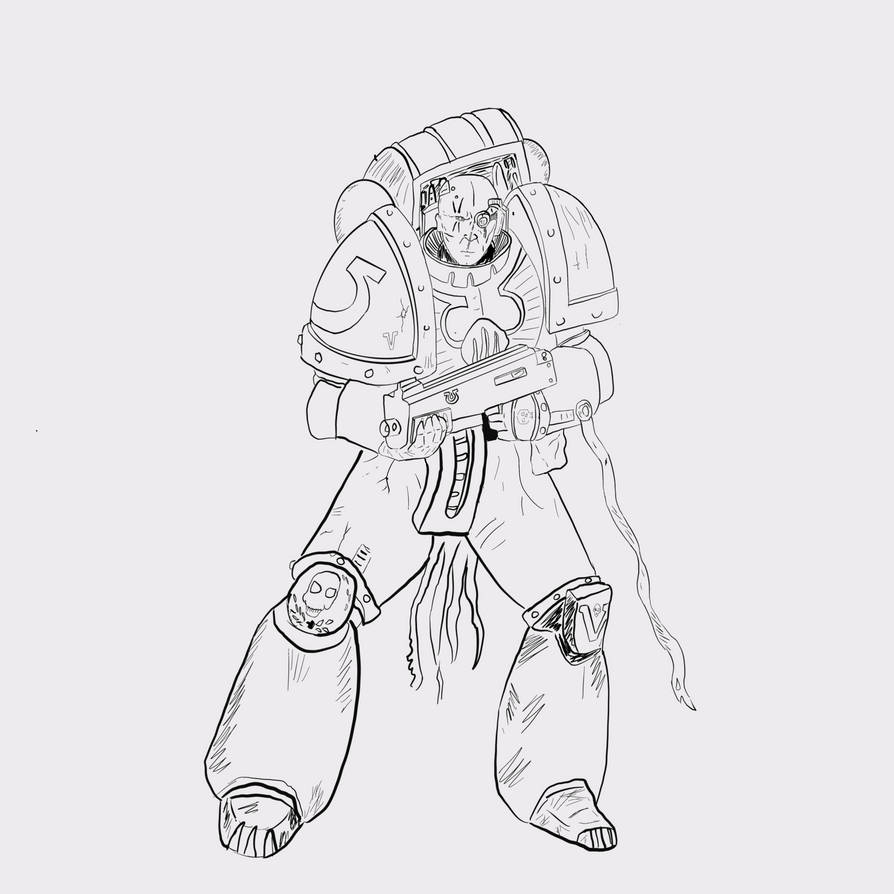 Space Marine Sketch by WickedJohnny on DeviantArt