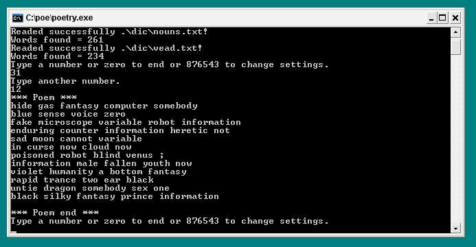 Fractal poetry generator + source by dark-beam on DeviantArt
