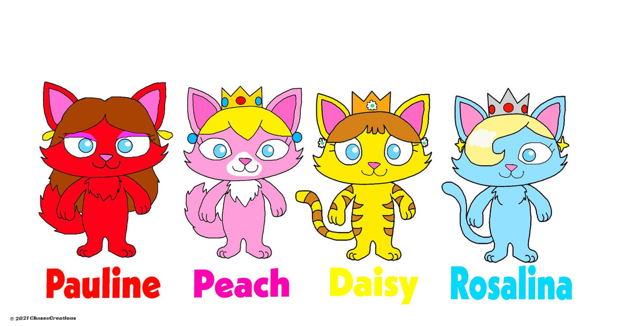 Mario Cat Princesses Lineup by ChasesCreations on DeviantArt