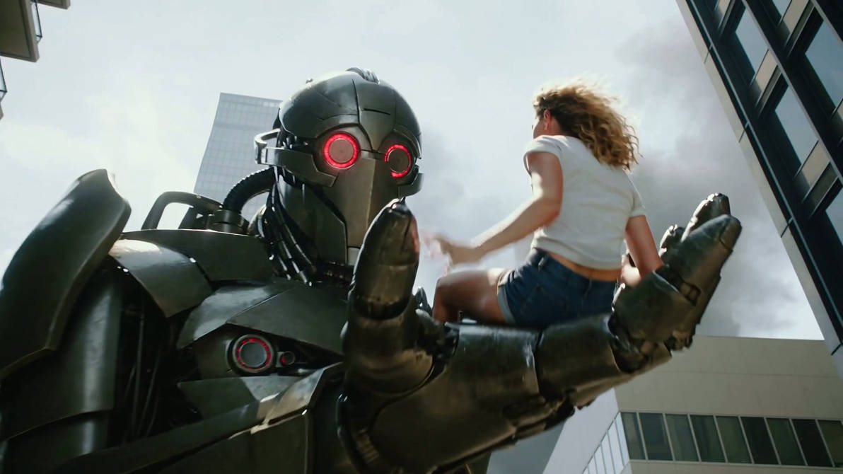 Giant robot picks up woman by tinymich on DeviantArt