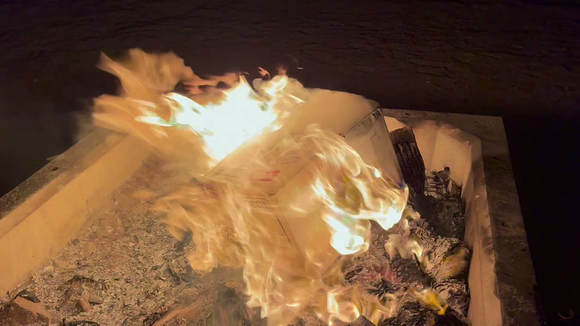 Burning the old Cardboard Box. by LagovulpesTheGentle on DeviantArt