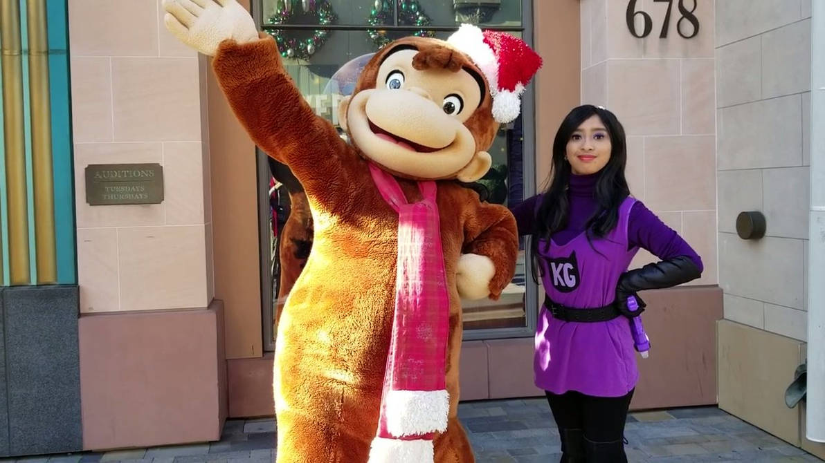 I as K-Girl met Christmas Curious George at USH by BerryViolet on ...