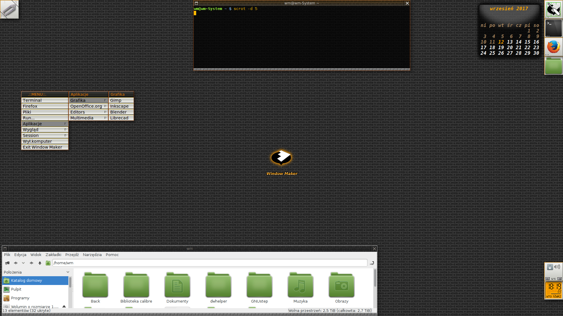Gray.themed for Window Maker with wallpaper by xeng on DeviantArt
