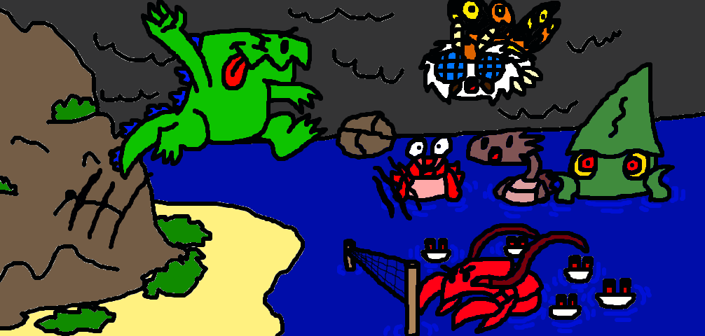 Godzilla v.s. Ebirah by Bermattra on DeviantArt