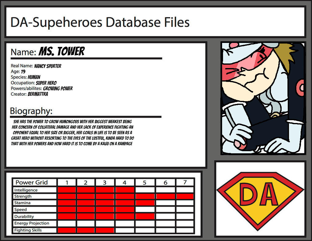 Ms. Tower DA-Superheroes Database Files redone by Bermattra on DeviantArt
