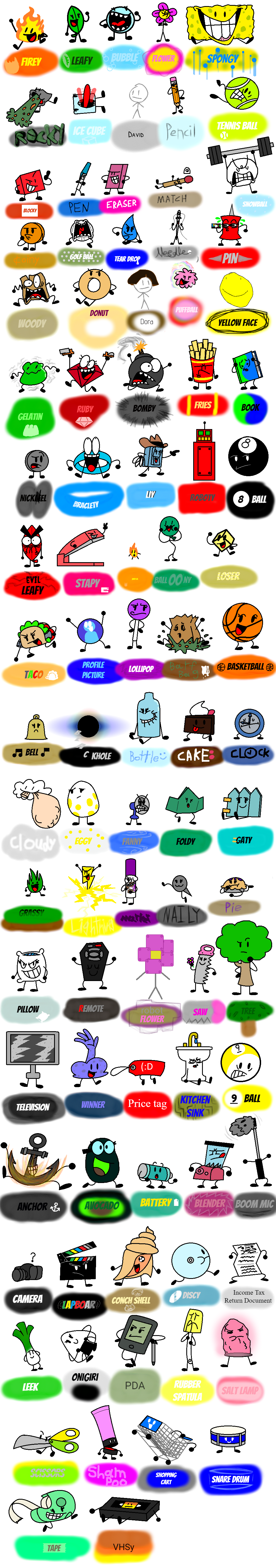 BFDI character list by Bermattra on DeviantArt