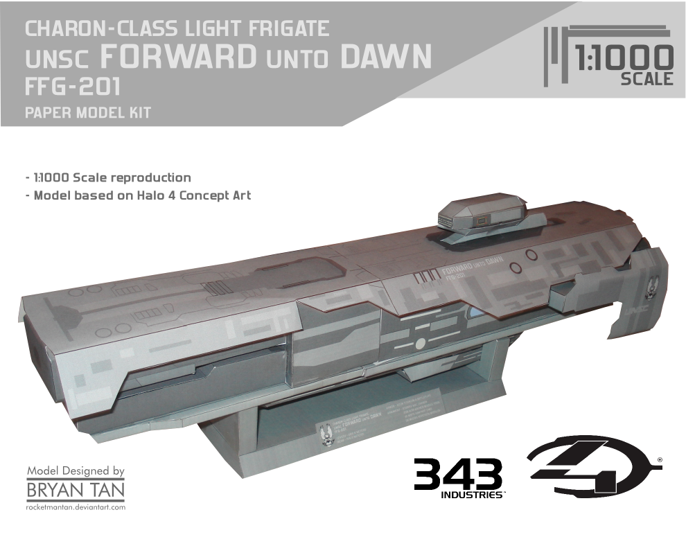 Halo 4 - UNSC Forward Unto Dawn Paper Model by RocketmanTan on DeviantArt