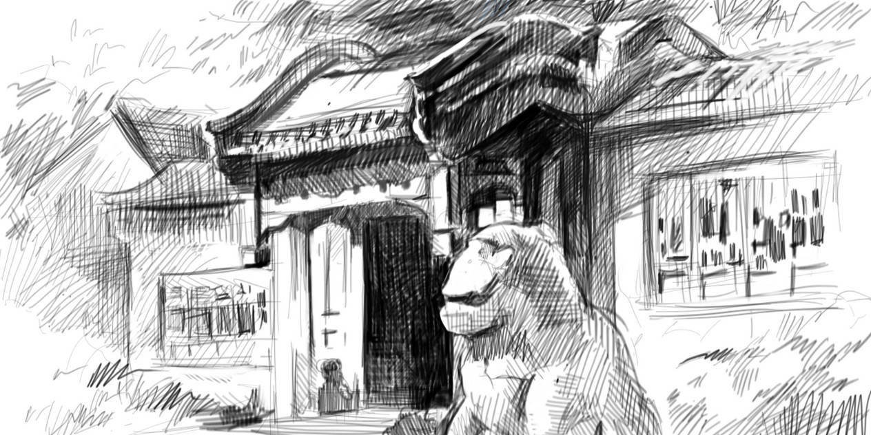 Chinese Courtyard Sketch (1) by NoodleArtist on DeviantArt