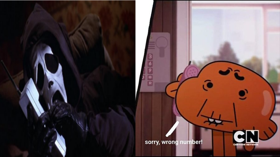 Darwin talking to Ghost Face by TheCartoonWizard on DeviantArt