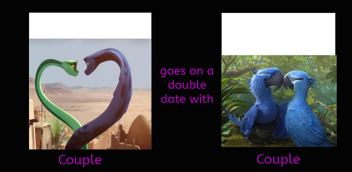 Ajar and Eva double date Blu and Jewel by TheCartoonWizard on DeviantArt