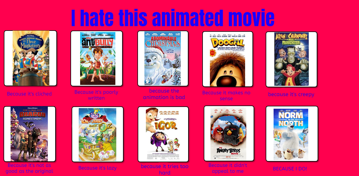 I hate this animated movie because 3 by TheCartoonWizard on DeviantArt