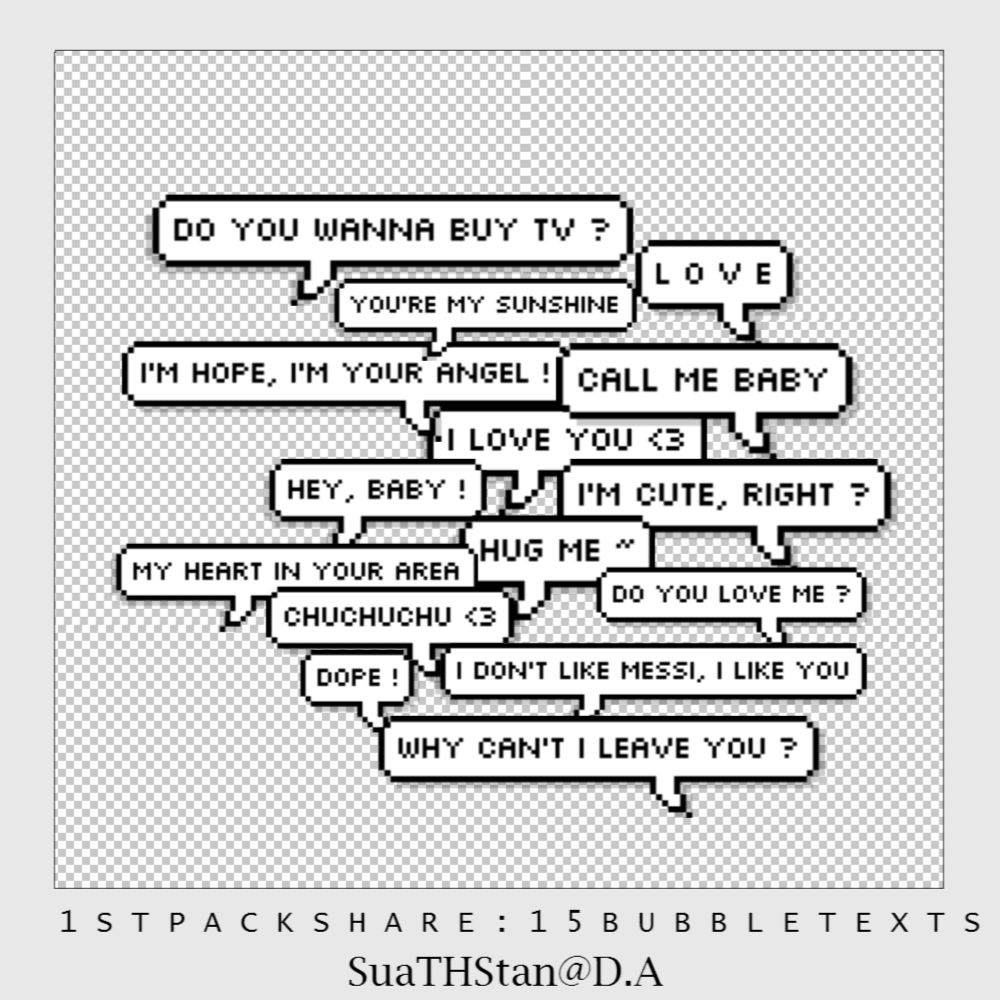 // 170104 // 1ST PACK SHARE: 15 Bubble Texts // by SuaTHStan on DeviantArt