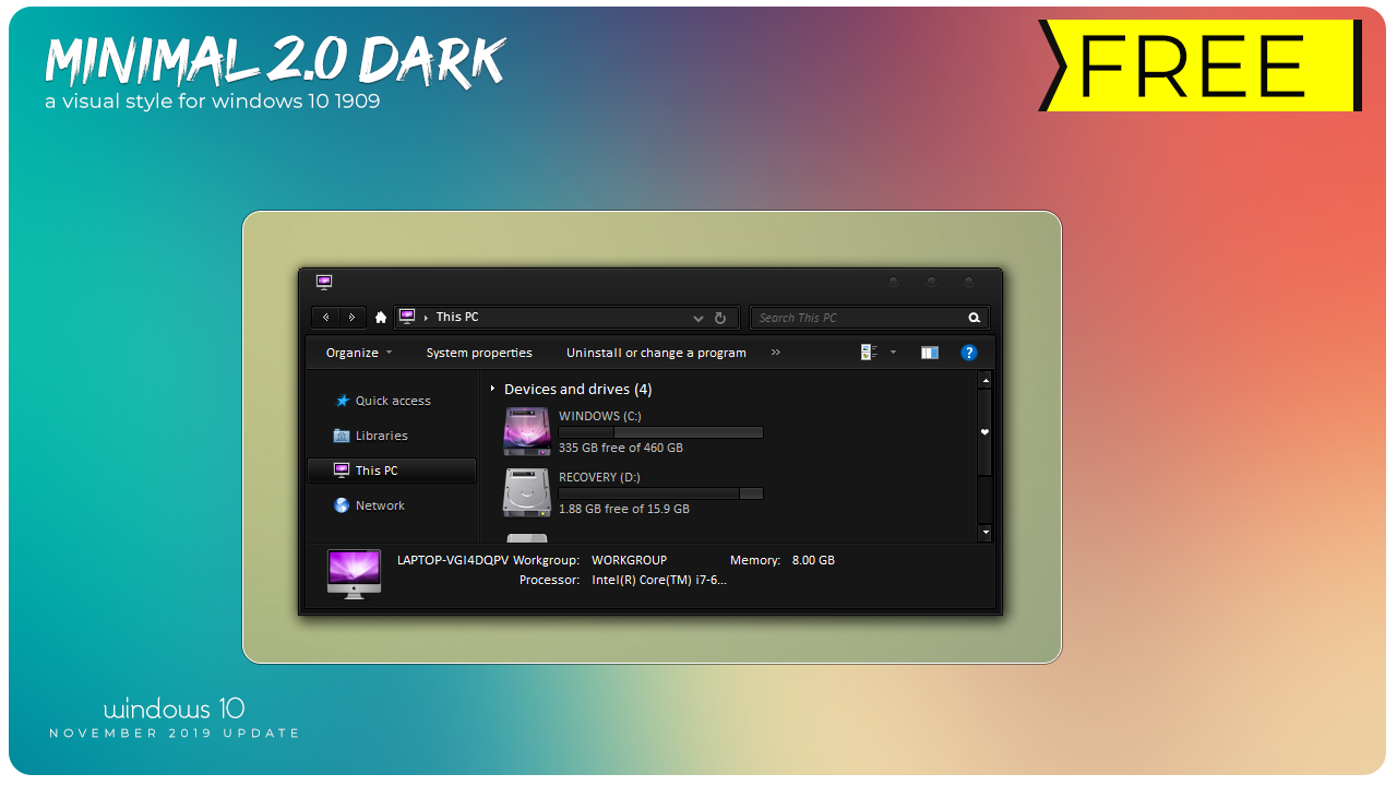 Minimal 2.0 dark for w10 1909 by swapnil36fg on DeviantArt