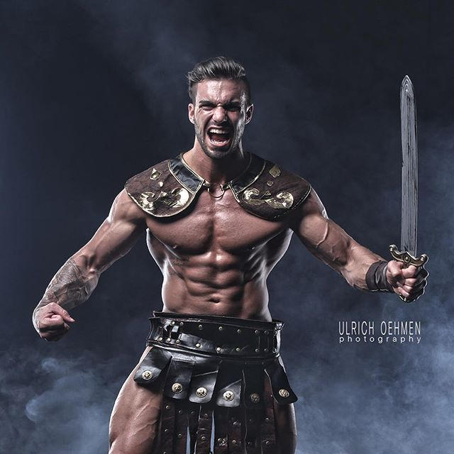 Front-view-muscular-bearded-spartan-wearing-red-cl by Stelios1977 on ...