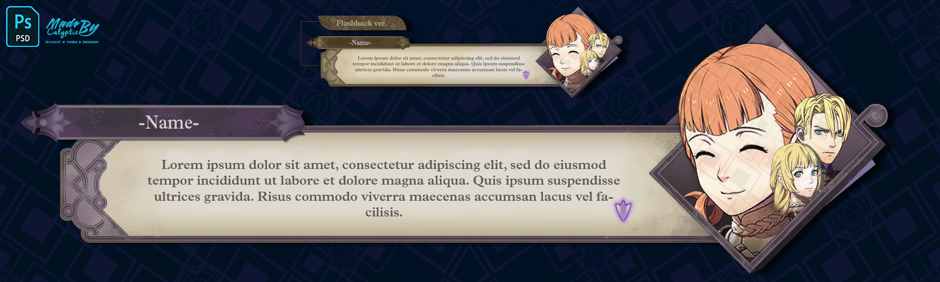 FE3H Dialogue Box PSD +Font By Calyptic-Rose by Calyptic-Rose on DeviantArt