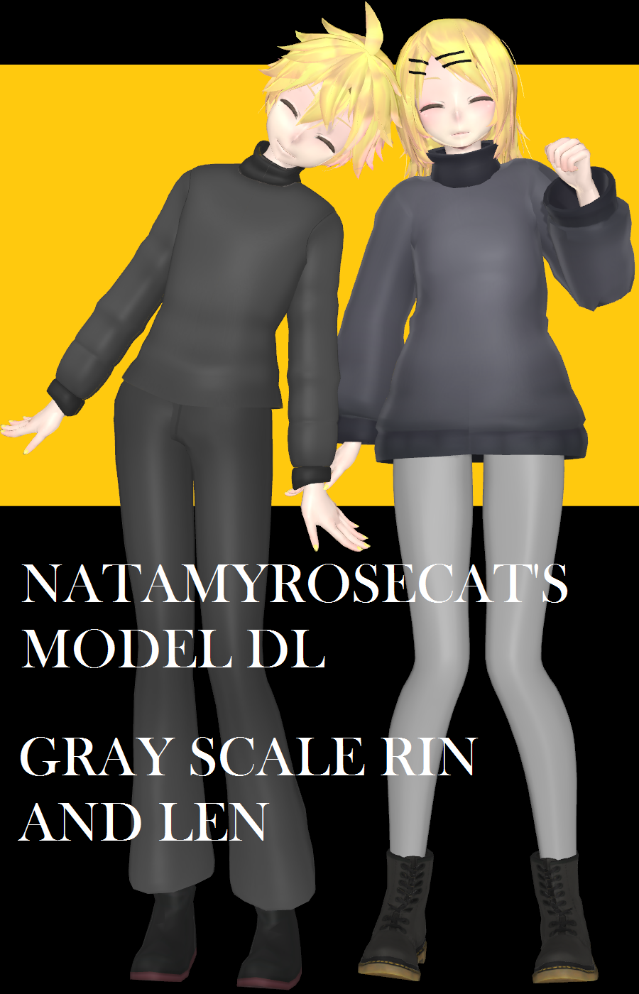 {MMD MODEL DL}Gray scale Rin and Len by natamyrosecat on DeviantArt