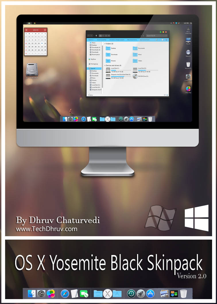 Mac OS X Yosemite Black Skinpack For Win 7/8/8.1 by TheDhruv on DeviantArt