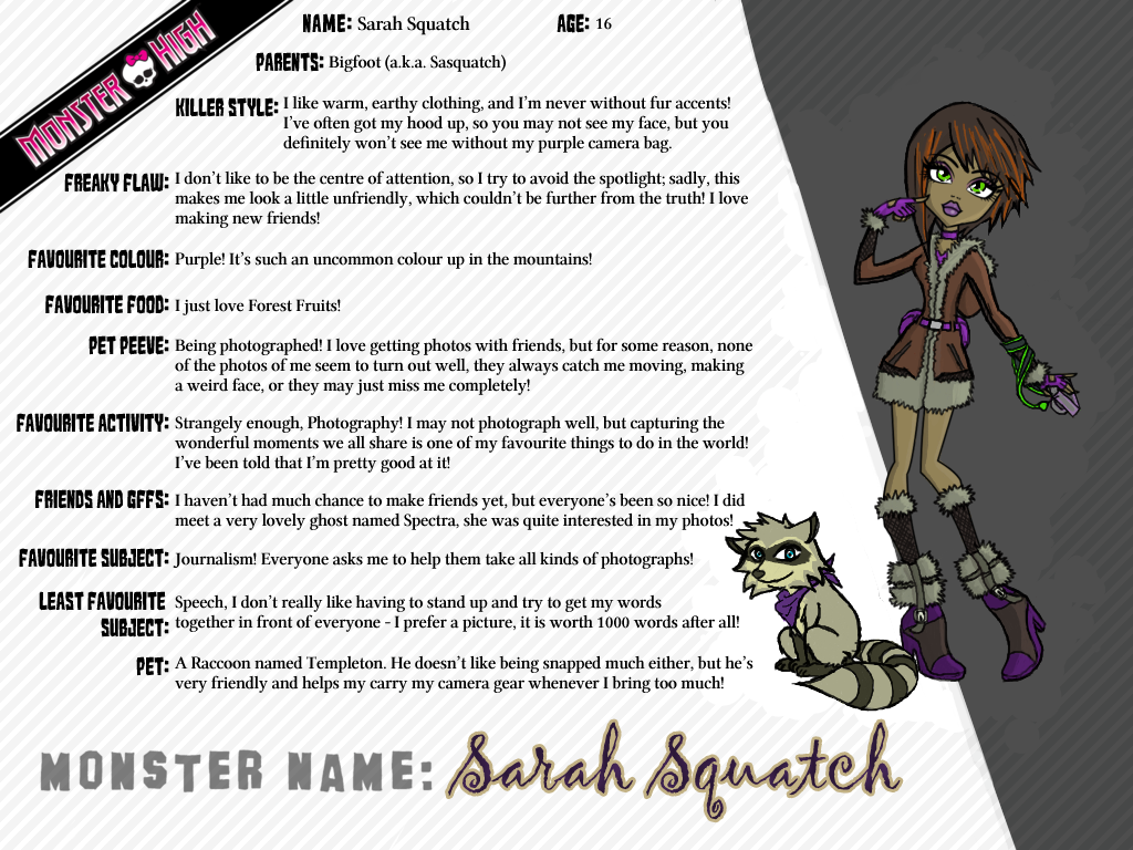 MH Create-A-Monster Contest - Sarah Squatch by Ironghast on DeviantArt