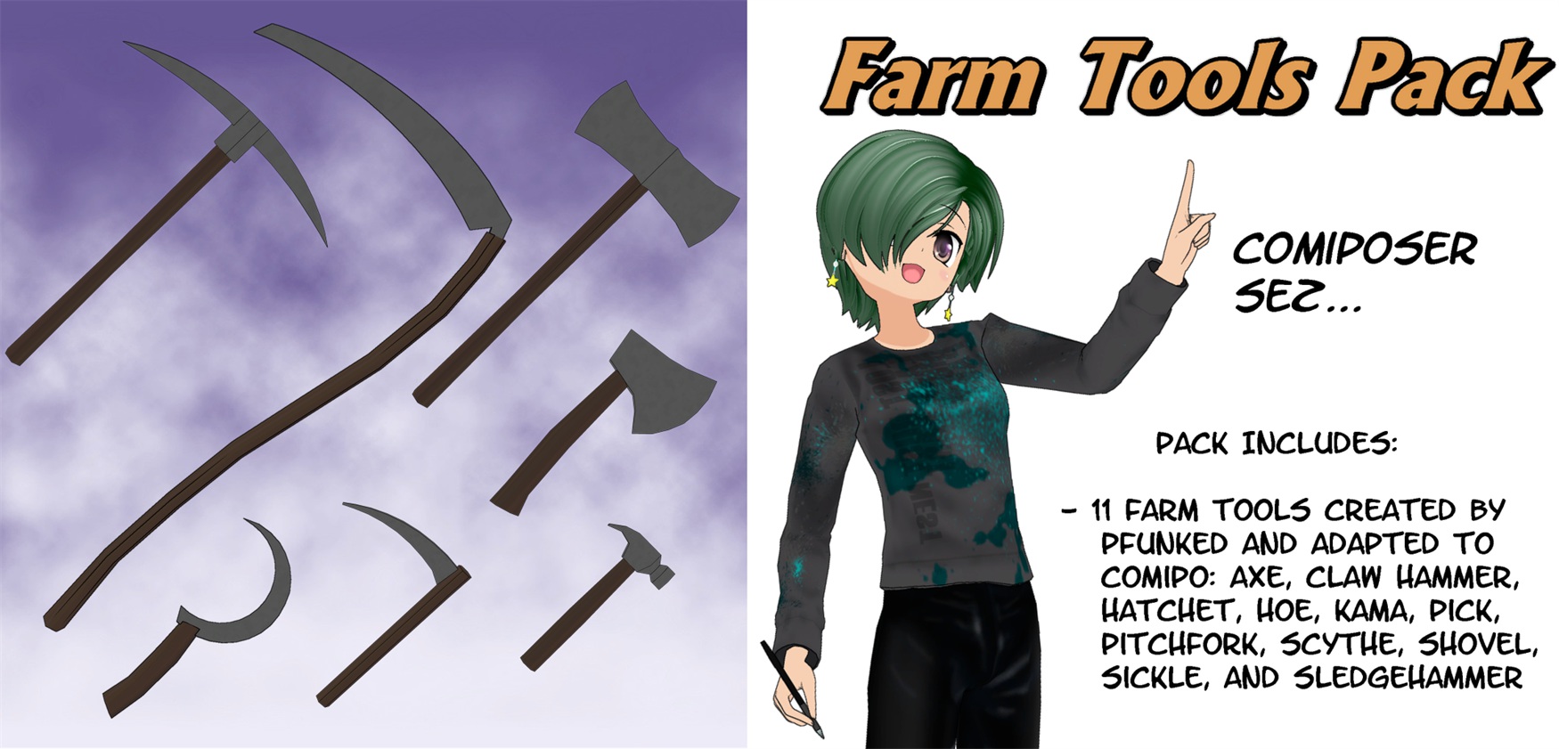 Farm Tools Pack for ComiPo by ComiPoser on DeviantArt