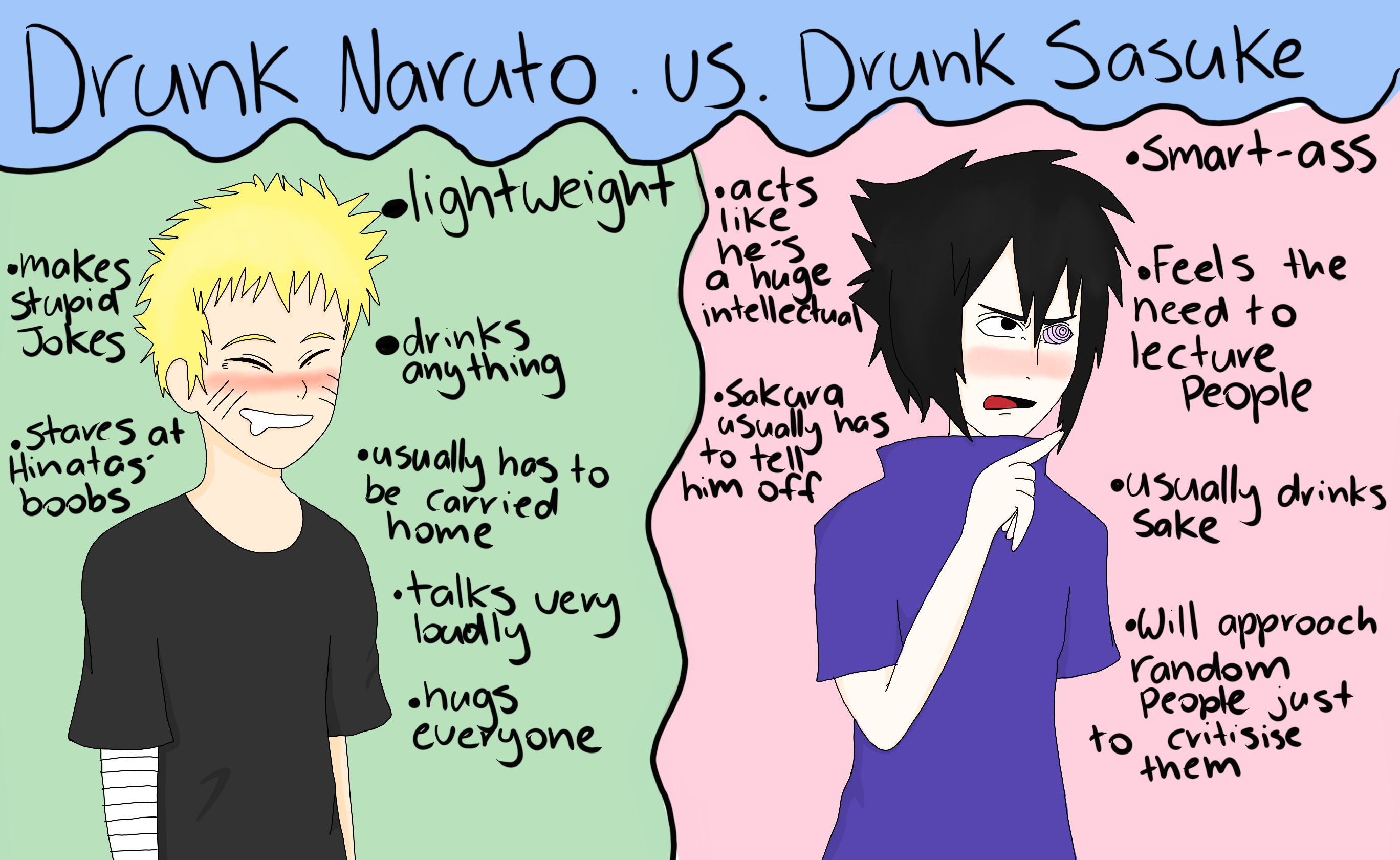 Drunk Naruto and Sasuke by LaurenTheMermaid on DeviantArt