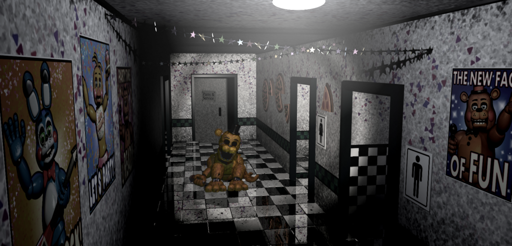 Golden Freddy in the FNaF 2 Hall by DaHooplerzMan on DeviantArt