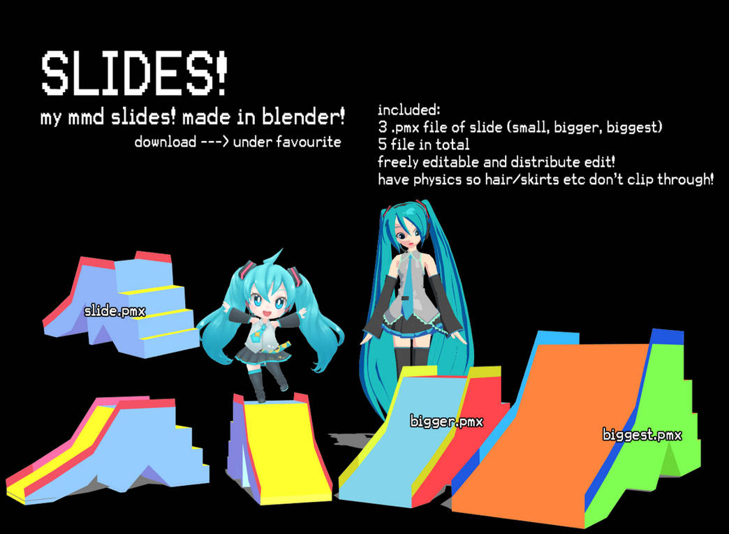 [mmd DL] slides! [3 sizes, has physics] by kawaii-noodle-boy on DeviantArt