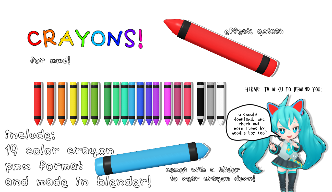 [mmd DL] crayons! [19 colors!] by kawaii-noodle-boy on DeviantArt