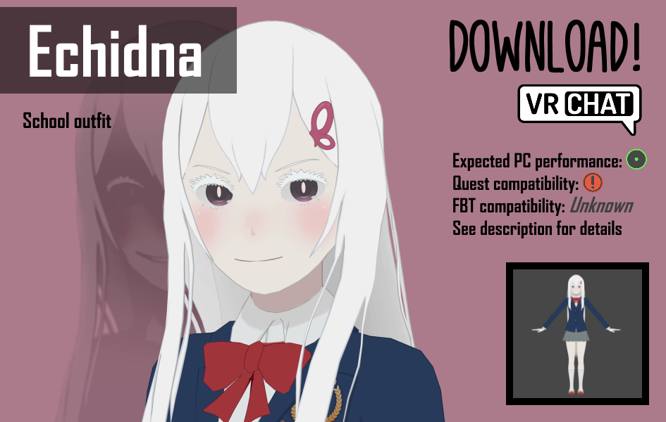 School outfit Echidna - 3D model for VRChat [dl] by cmankarTheCat on ...
