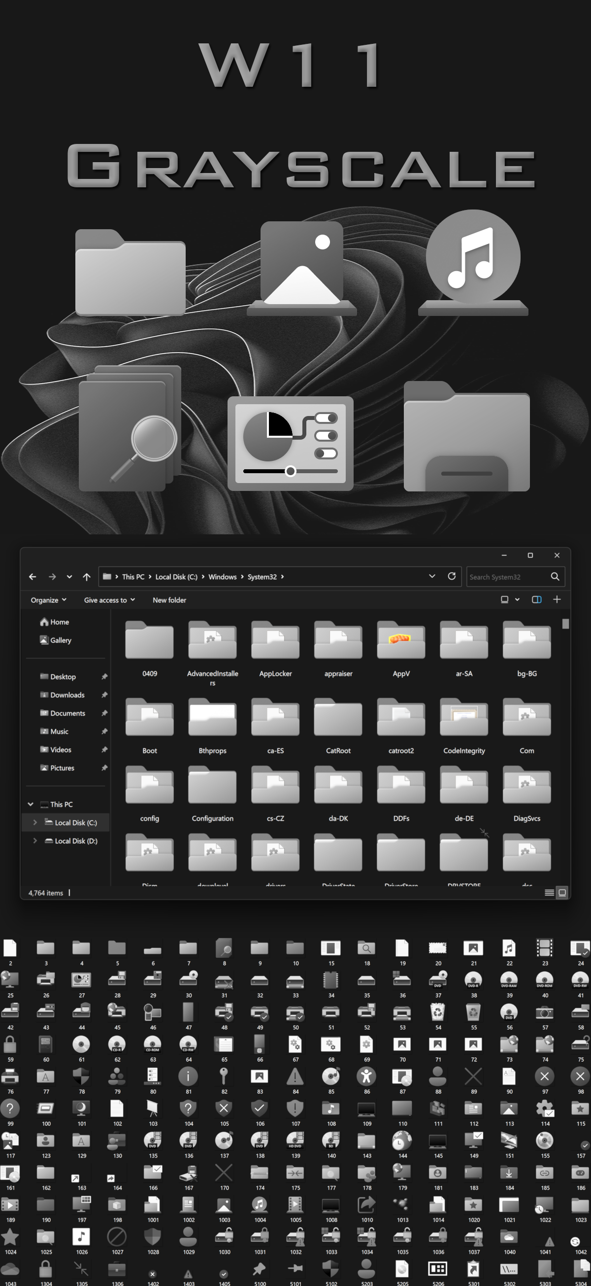 7tsp W11 Grayscale Icon Pack For Windows 10 11 By Shemhamforash01 On Deviantart