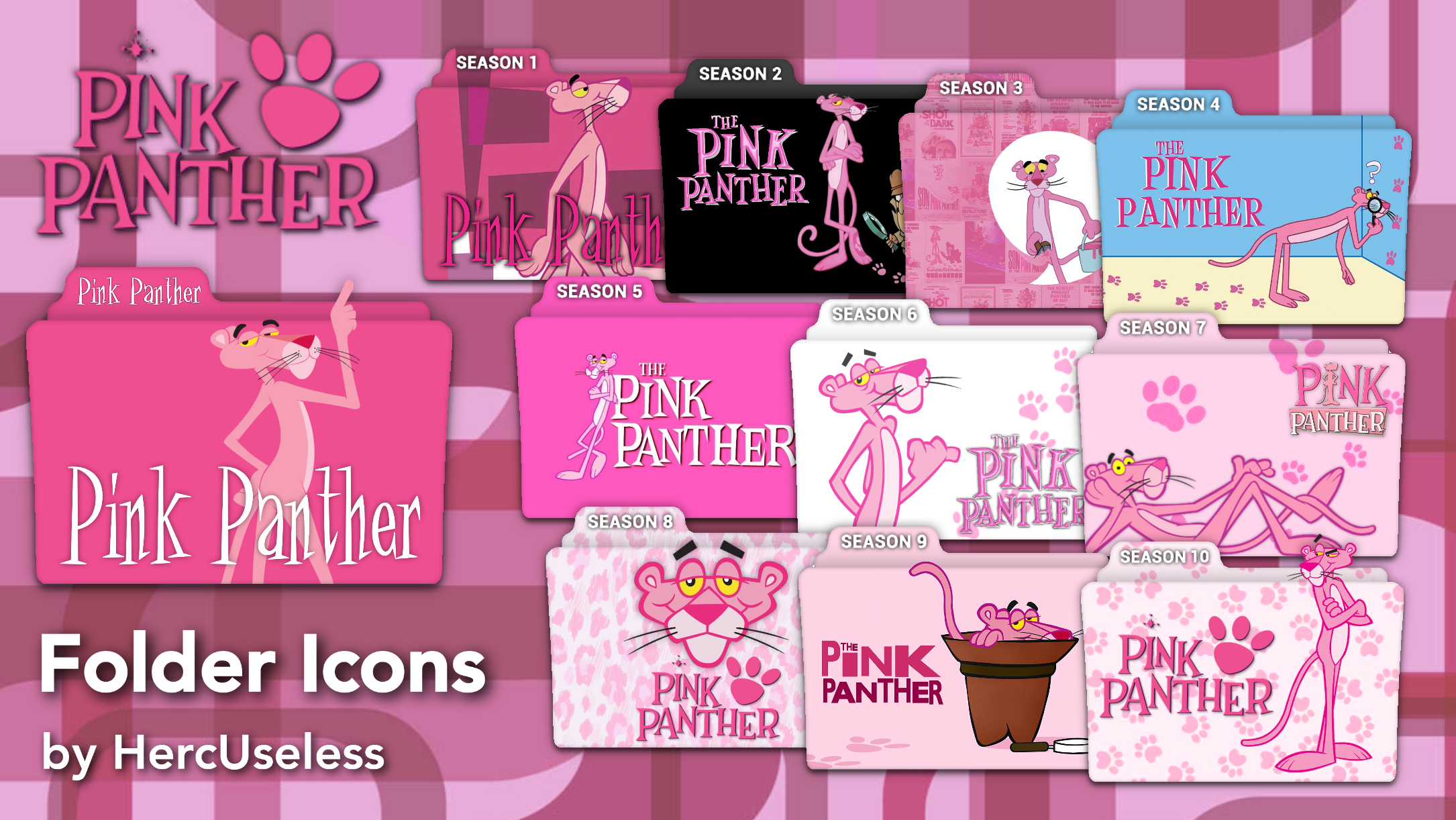 Pink Panther Folder Icons by HercUseless on DeviantArt