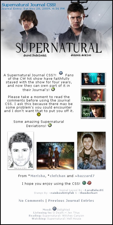 Supernatural Journal CSS by LaraRules81 on DeviantArt