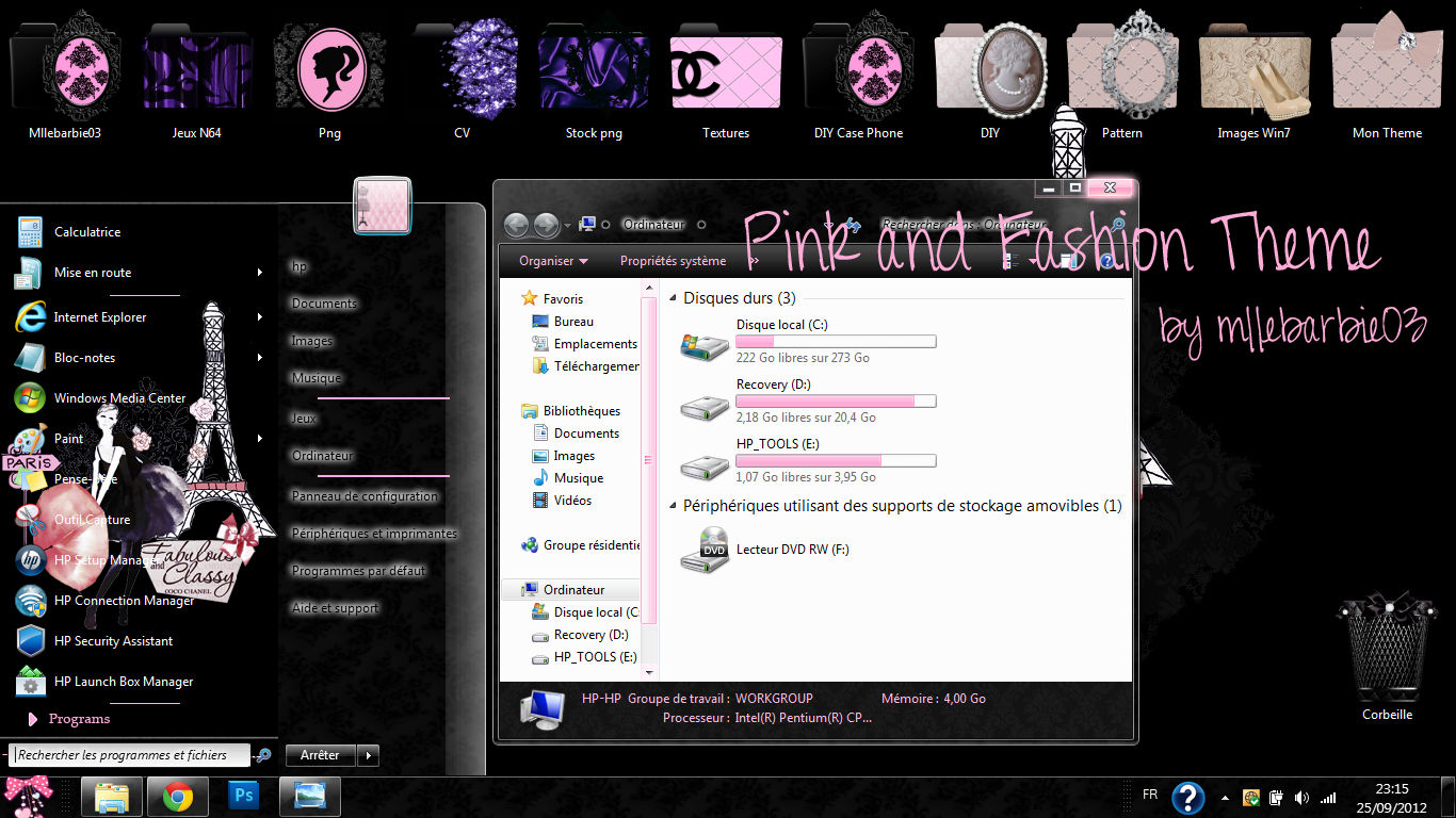 Pink and Fashion Theme Windows 7 by mllebarbie03 on DeviantArt