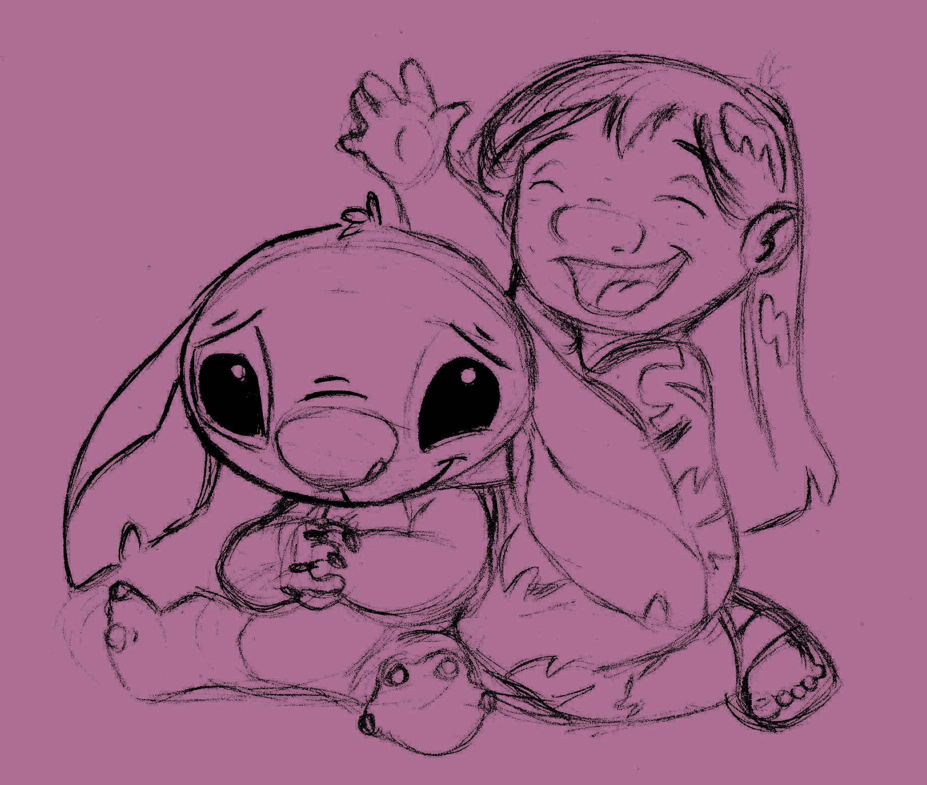 Little Lilo and Stitch Quicksketch by Zeragii on DeviantArt