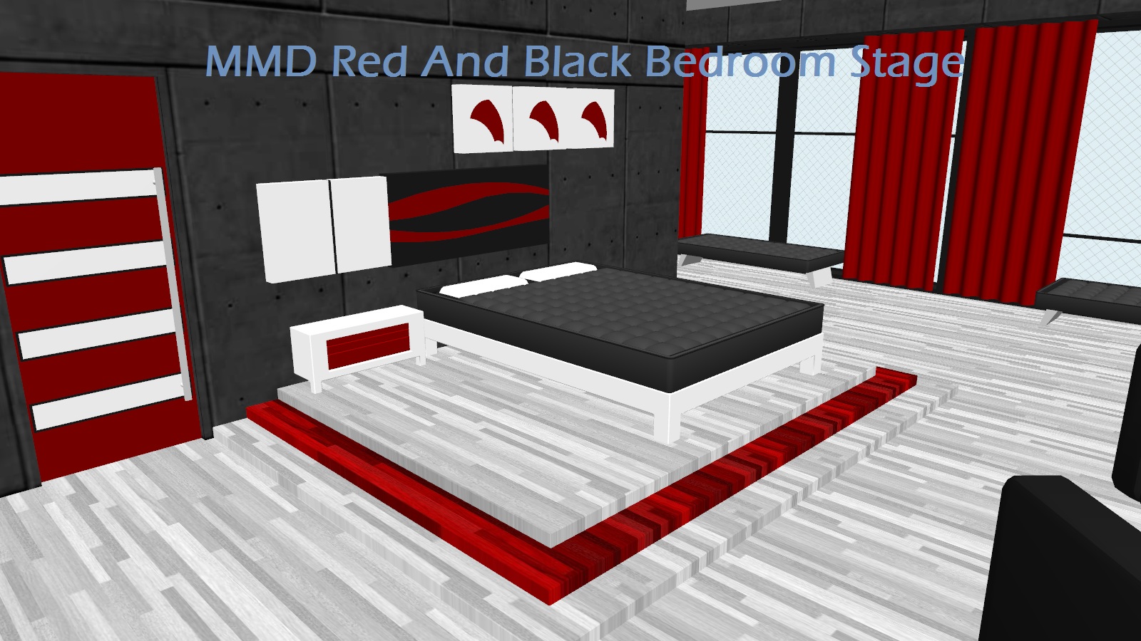 MMD Red And Black Bedroom Stage DL by xXFrenchToastXx on DeviantArt