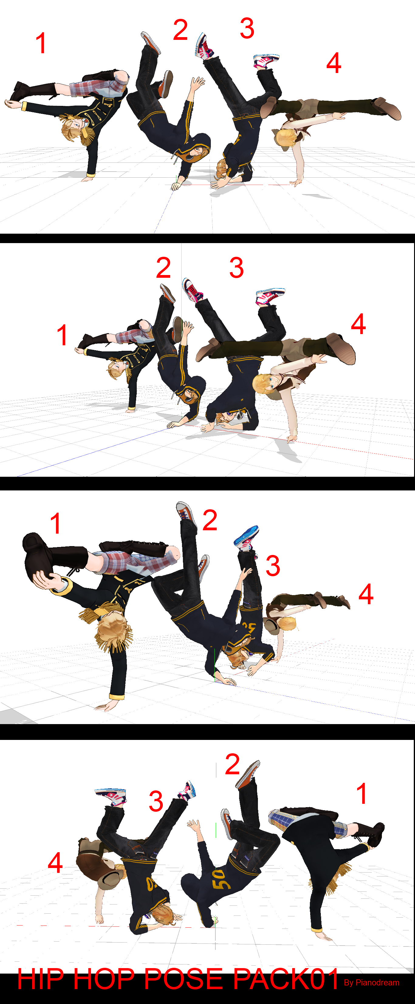 MMD Hip Hop Dynamic Poses PACK 01 DOWNLOAD by Pianodream on DeviantArt
