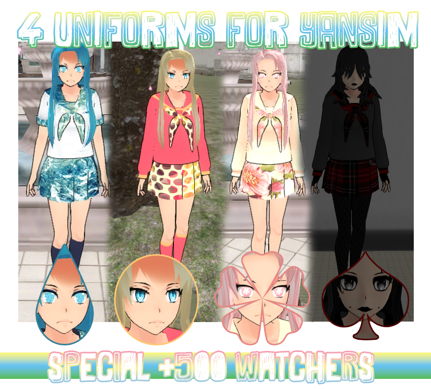 [500+ WATCHERS] 4 UNIFORMS FOR YANSIM by cleandesu on DeviantArt