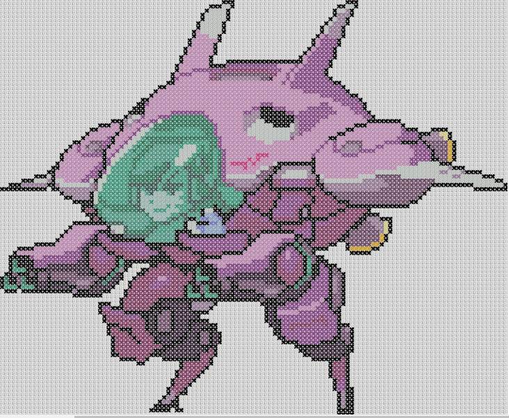 D.Va Overwatch (cross stitch pattern) by ProfHysteria on DeviantArt