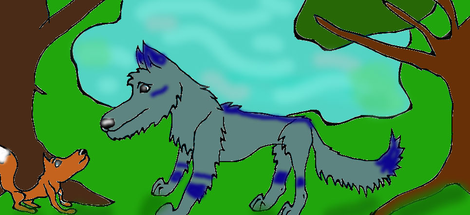 wilk sitim i maly lisek przy starym jeziorze by nunka0pl on DeviantArt