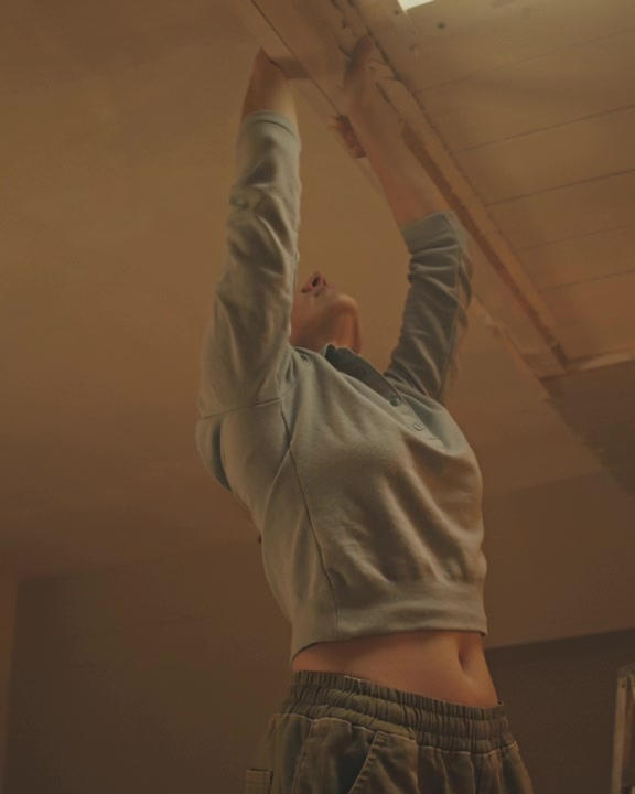 She raise her arms - belly reveal by CheekyKink on DeviantArt
