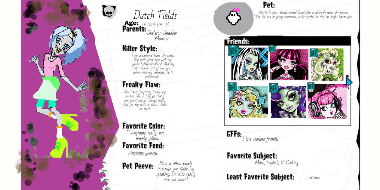 Dutch Fields- Monster High OC Profile by GracefulGrave on DeviantArt